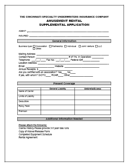 Amusement Insurance Applications - CG INSURANCE GROUP