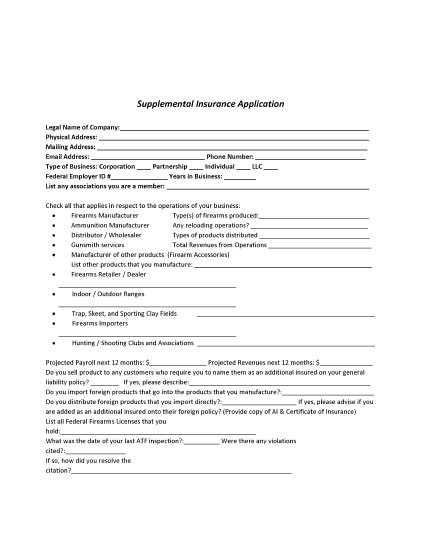 Firearm Industry Insurance Applications - CG INSURANCE GROUP